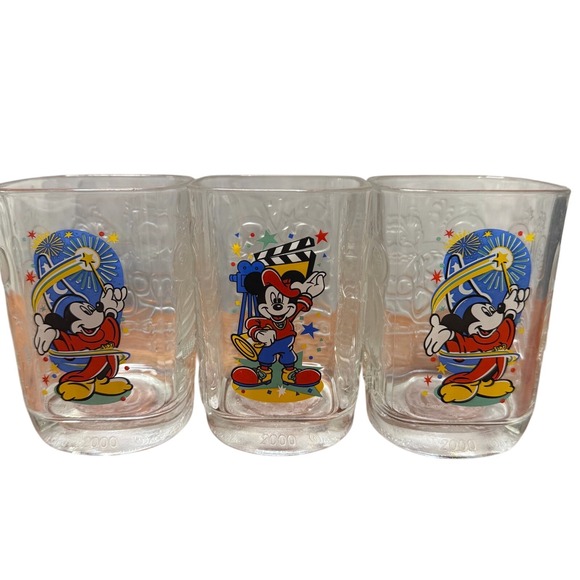 Dining | Mickey Mouse Millennium Disney World Glass Cup Set Of 3 | Poshmark